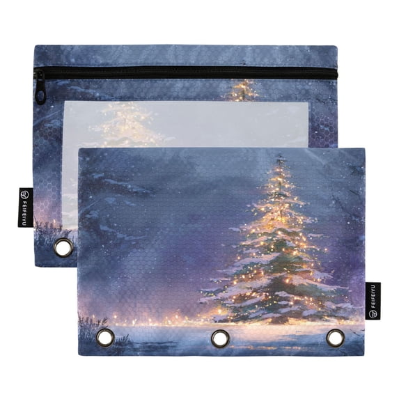 2 Pieces Pencil Bag Binder Pouches 3-Ring Page Turning Folder Pencil ...