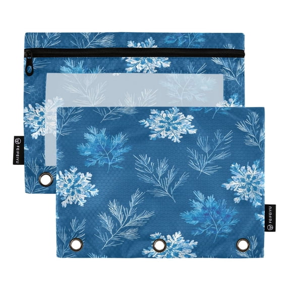 2 Pieces Pencil Bag Binder Pouches 3-Ring Page Turning Folder Pencil ...