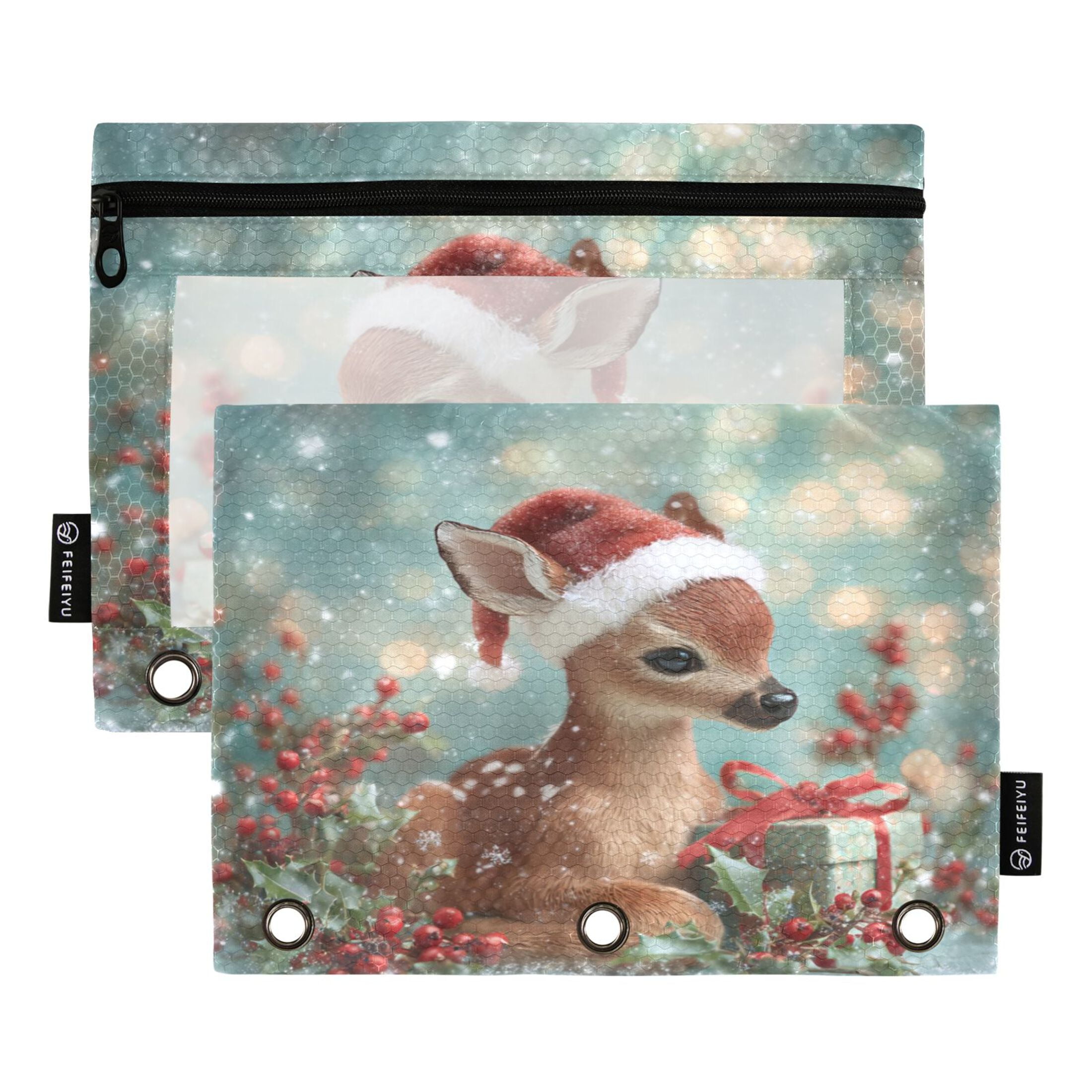 2 Pieces Pencil Bag Binder Pouches 3-Ring Page Turning Folder Pencil ...