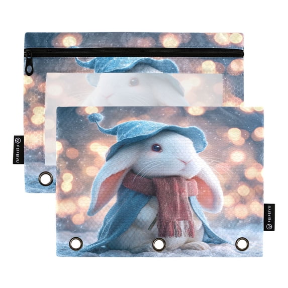 2 Pieces Pencil Bag Binder Pouches 3-Ring Page Turning Folder Pencil ...