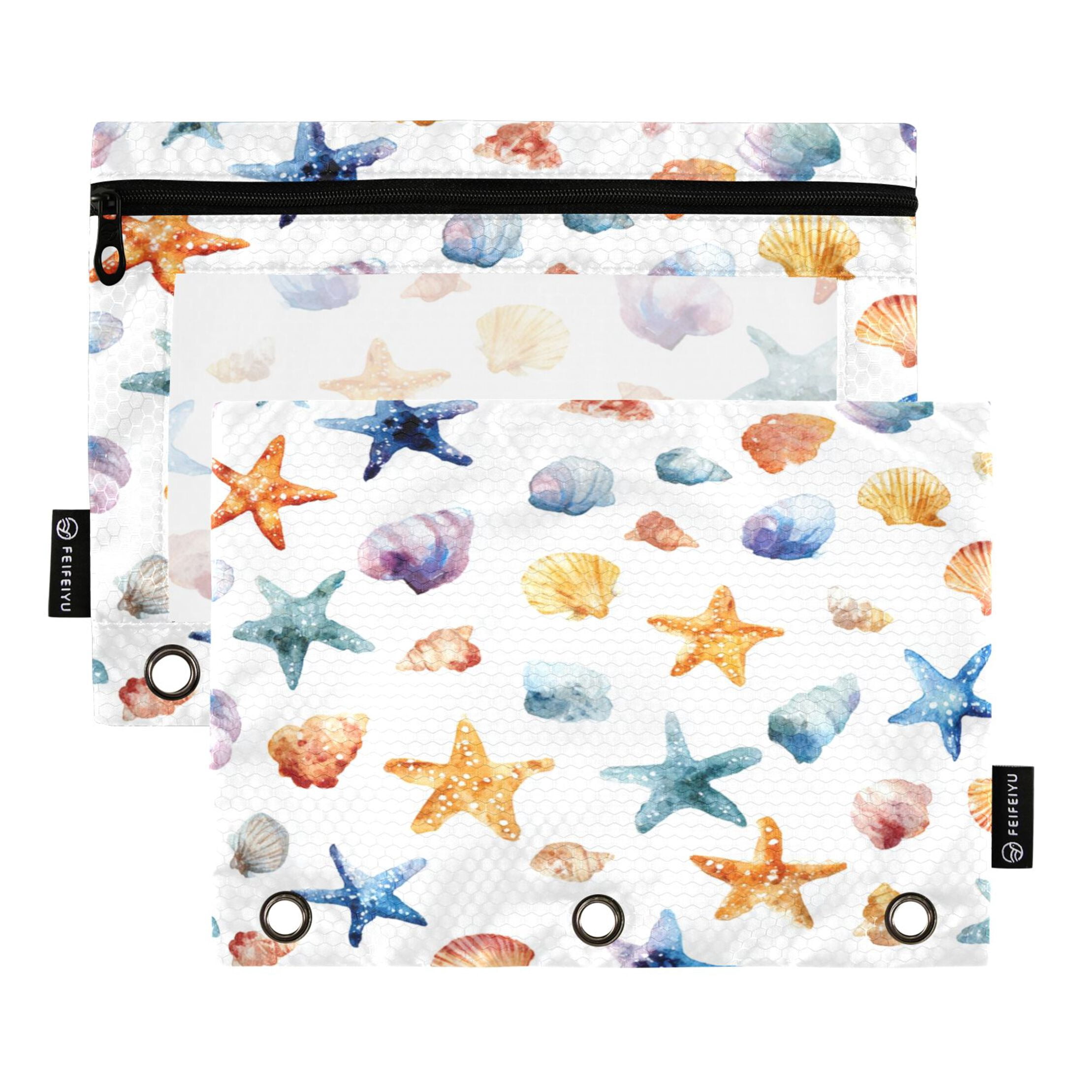 2 Pieces Pencil Bag Binder Pouches 3-Ring Page Turning Folder Pencil ...