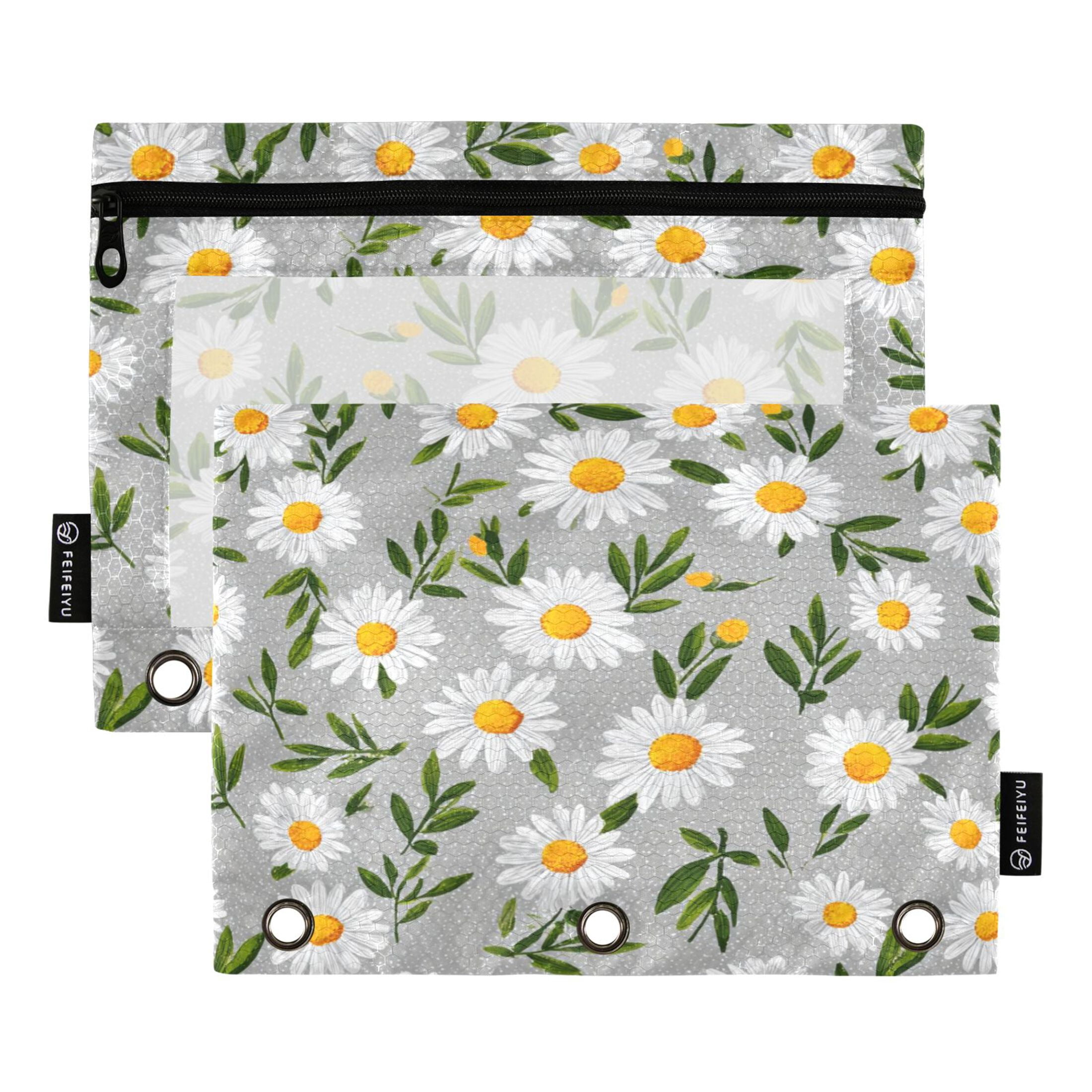 2 Pieces Pencil Bag Binder Pouches 3-Ring Page Turning Folder Pencil ...