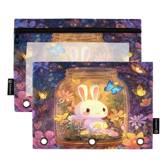 2 Pieces Pencil Bag Binder Pouches 3-Ring Page Turning Folder Pencil ...