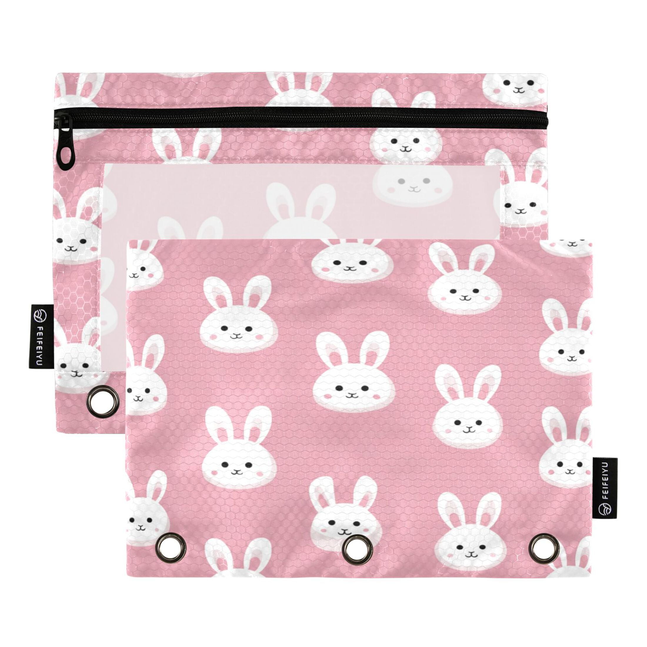 2 Pieces Pencil Bag Binder Pouches 3-Ring Page Turning Folder Pencil ...
