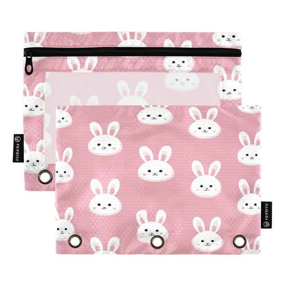 2 Pieces Pencil Bag Binder Pouches 3-Ring Page Turning Folder Pencil ...
