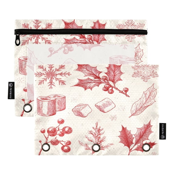 2 Pieces Pencil Bag Binder Pouches 3-Ring Page Turning Folder Pencil ...