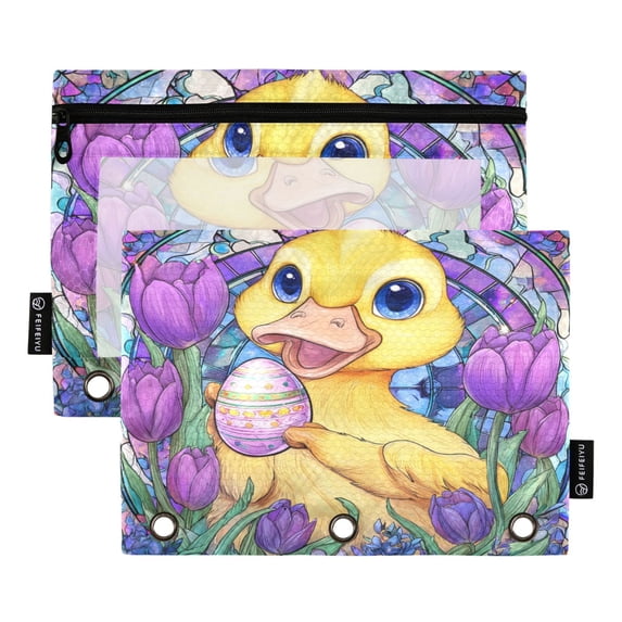 2 Pieces Pencil Bag Binder Pouches 3-Ring Page Turning Folder Pencil ...