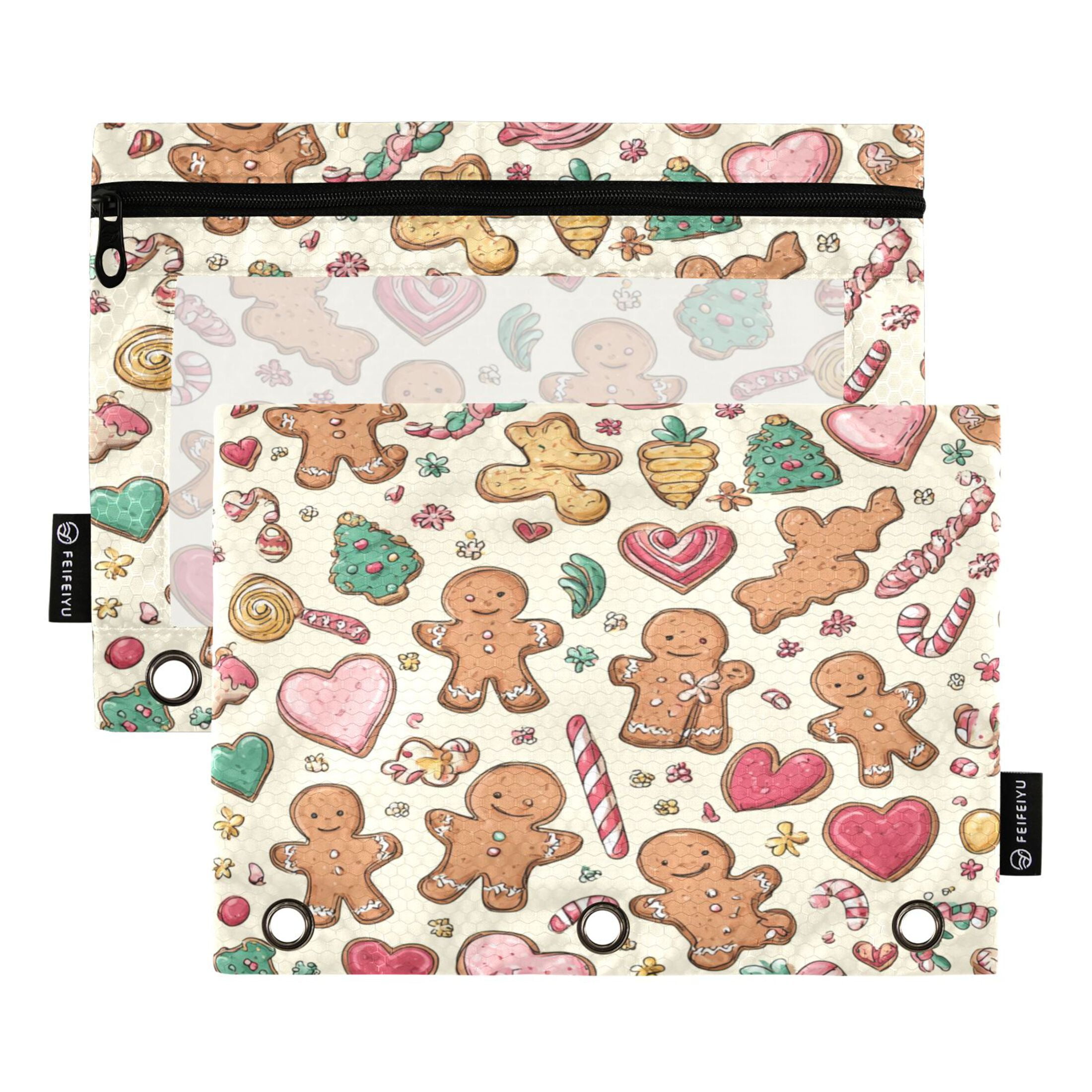 2 Pieces Pencil Bag Binder Pouches 3-Ring Page Turning Folder Pencil ...