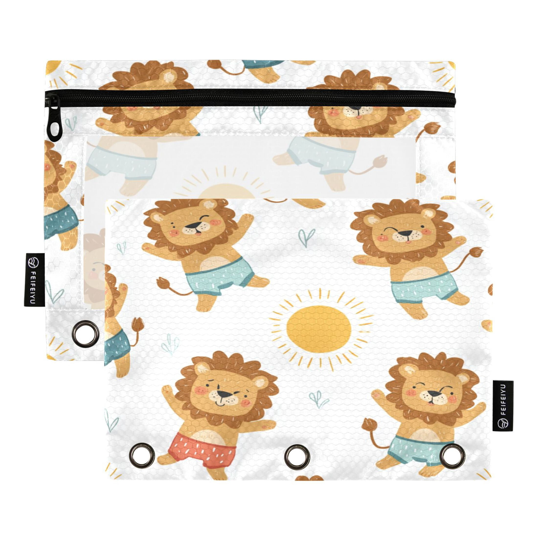 2 Pieces Pencil Bag Binder Pouches 3-Ring Page Turning Folder Pencil ...