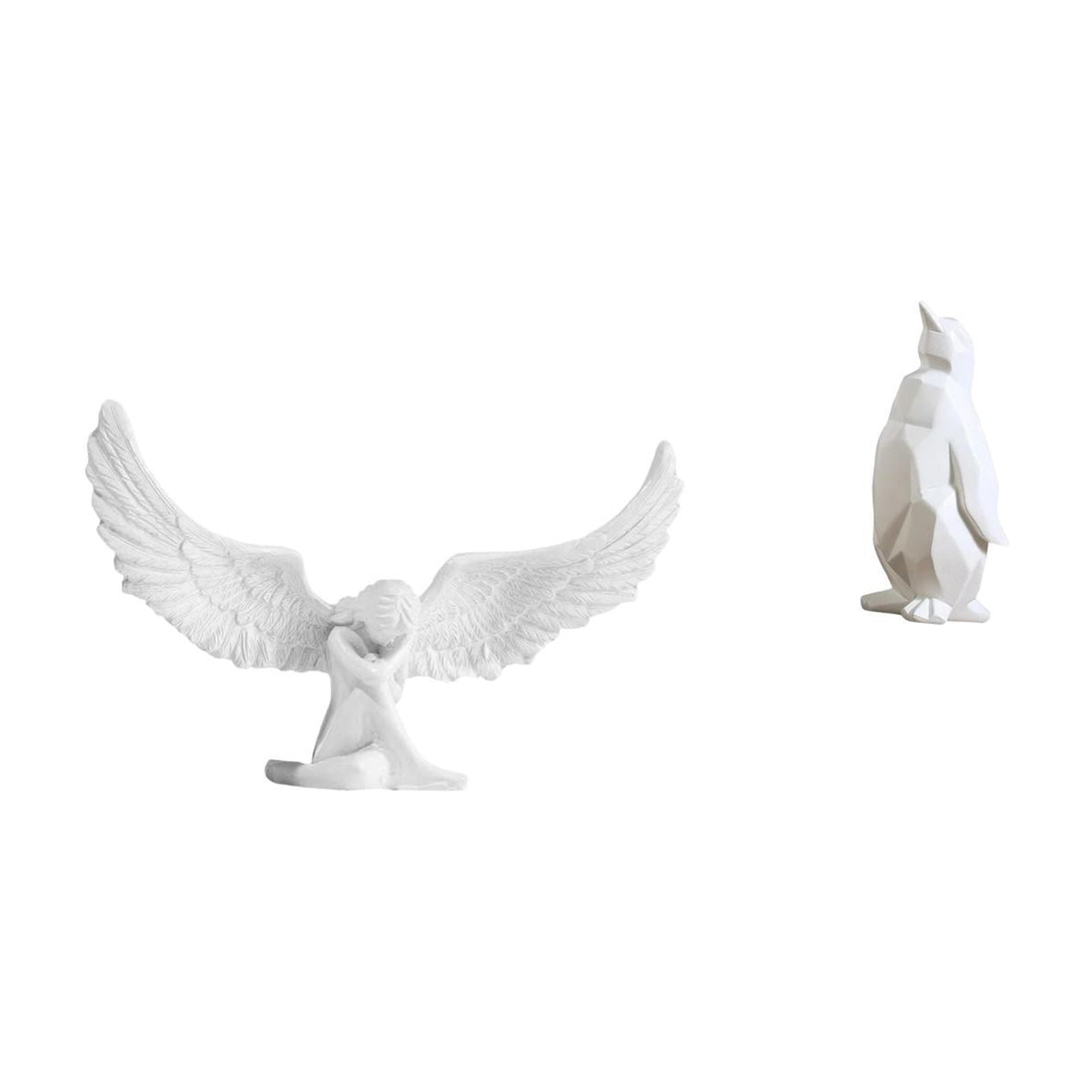2 Pieces Penguin Angel Sculpture Resin Material Table Ornament for ...