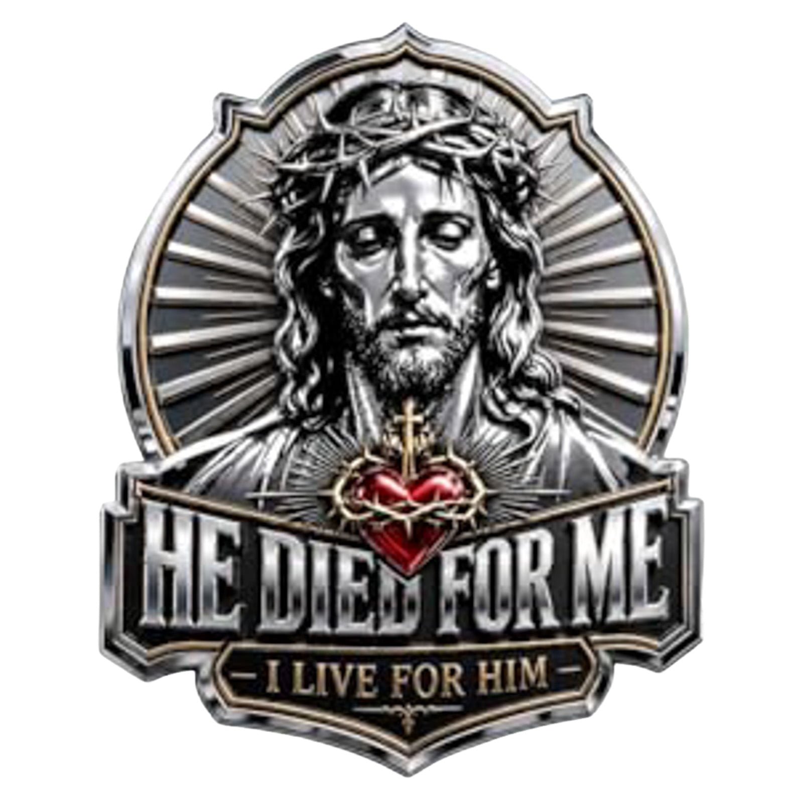 2 Pieces Personalized 3D Metal Auto Decal, Christian Cross Heart Emblem ...