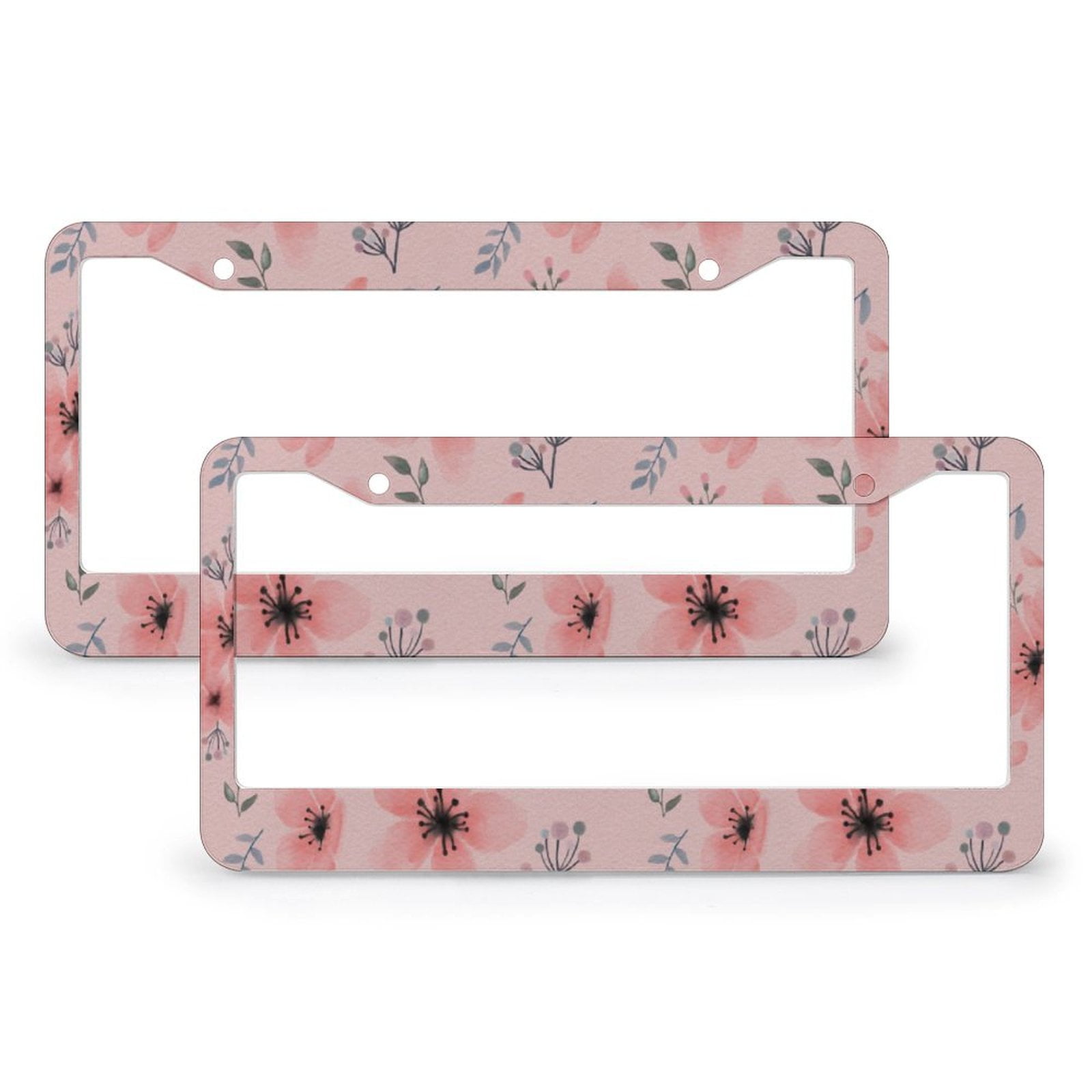 2 Pieces Pink Rose Flowers Leaf Shabby Chic Beige Pink License Plate ...