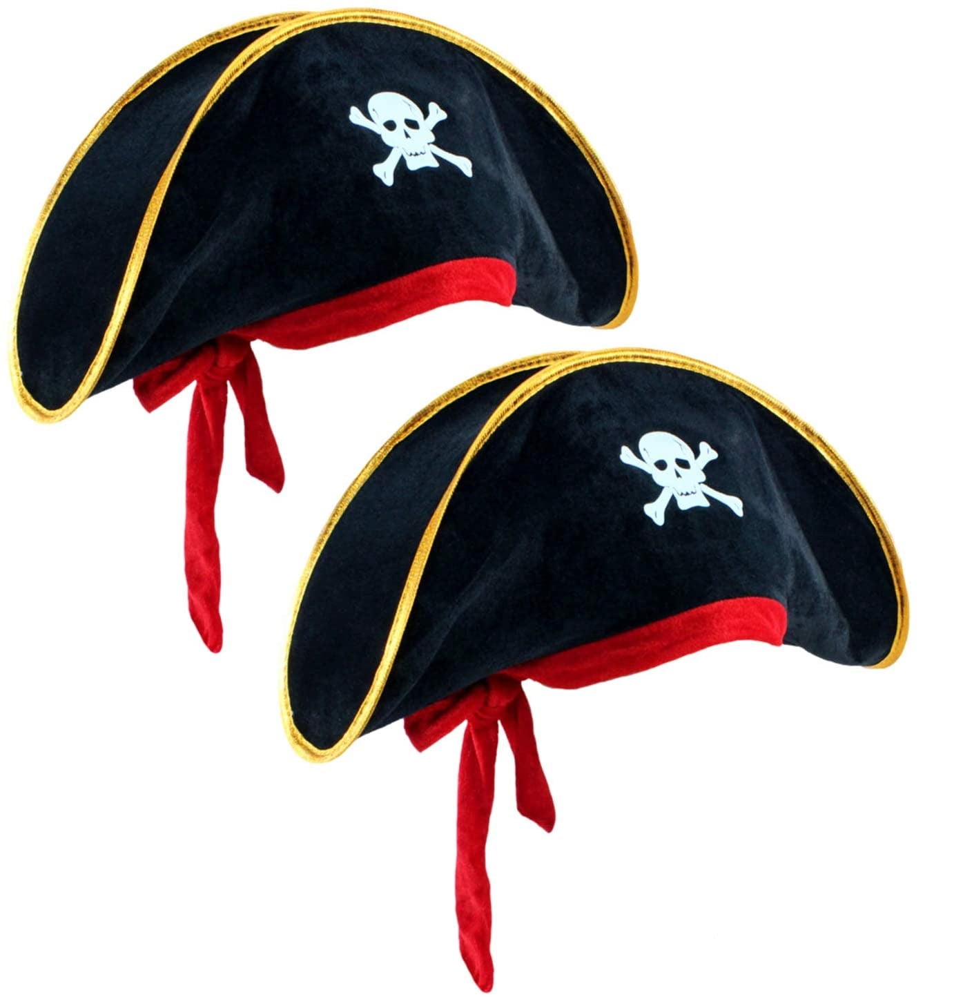 2 Pieces Pirate Hat Classic Skull Print Pirate Captain Costume Cap for ...