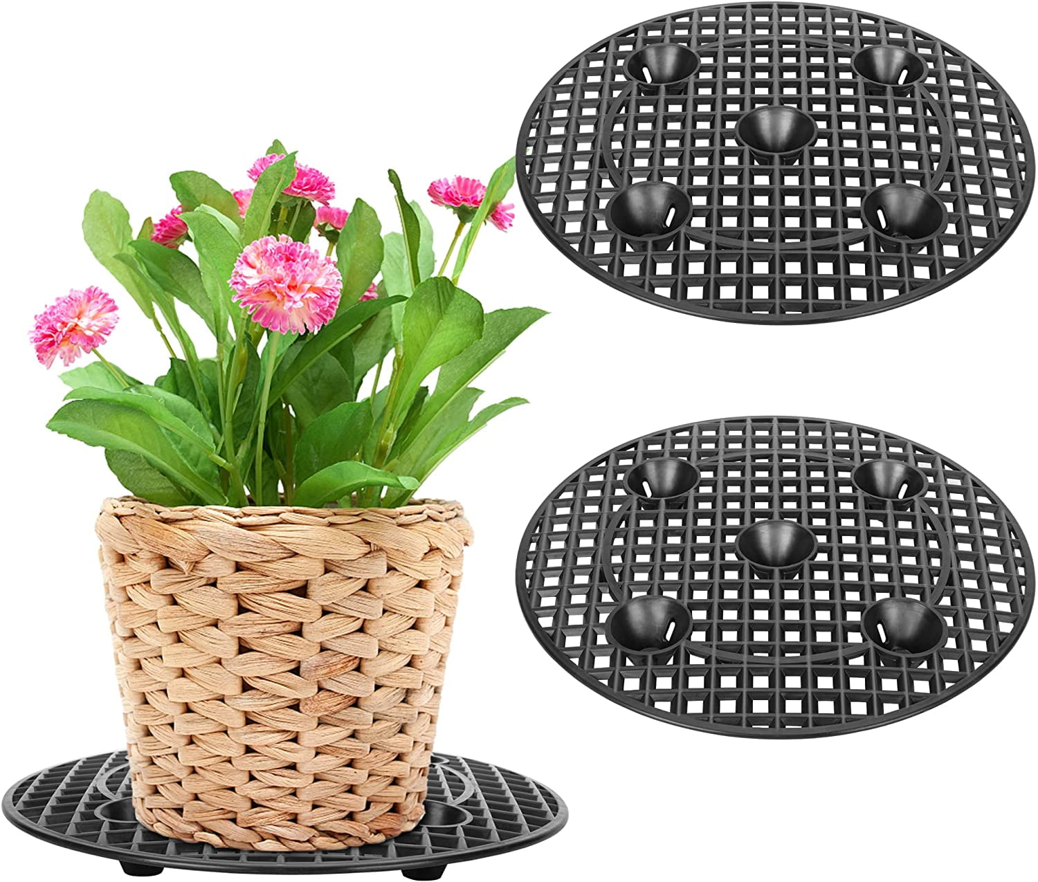 2 Pieces Plant Level Pot Elevator-12 Inch Diameter Big Plant Stands ...