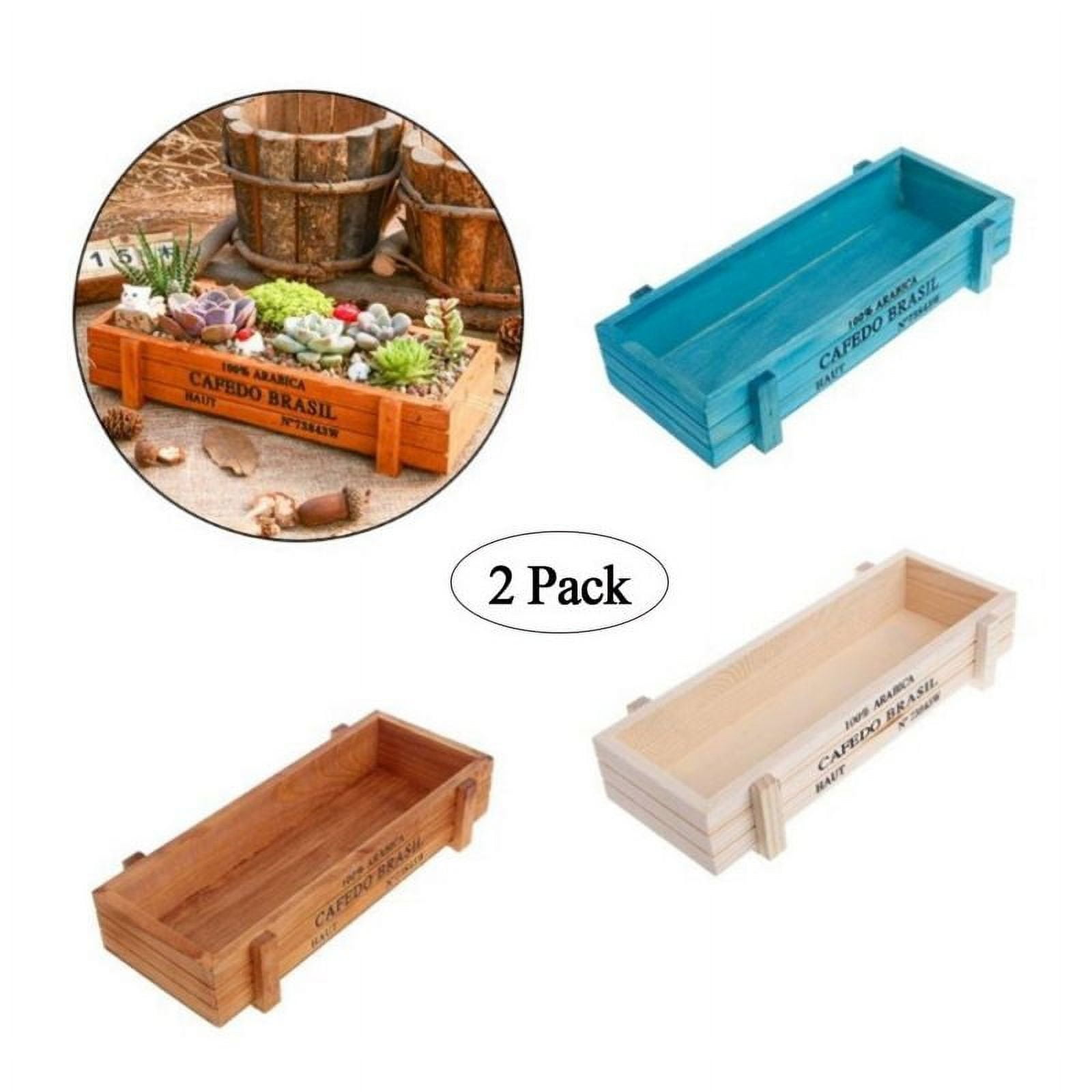 2 Pieces Planter Box,Indoor/Outdoor Wooden Herb Flower Succulent ...