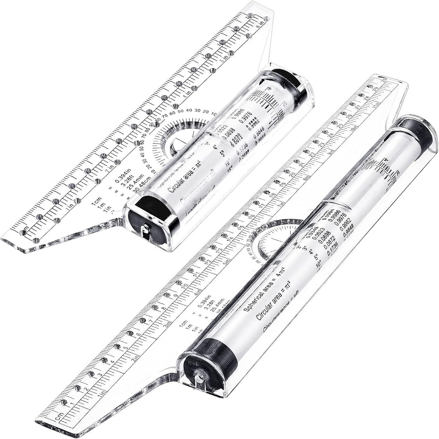 2 Pieces Plastic Measuring Rolling Ruler Drawing Parallel ...