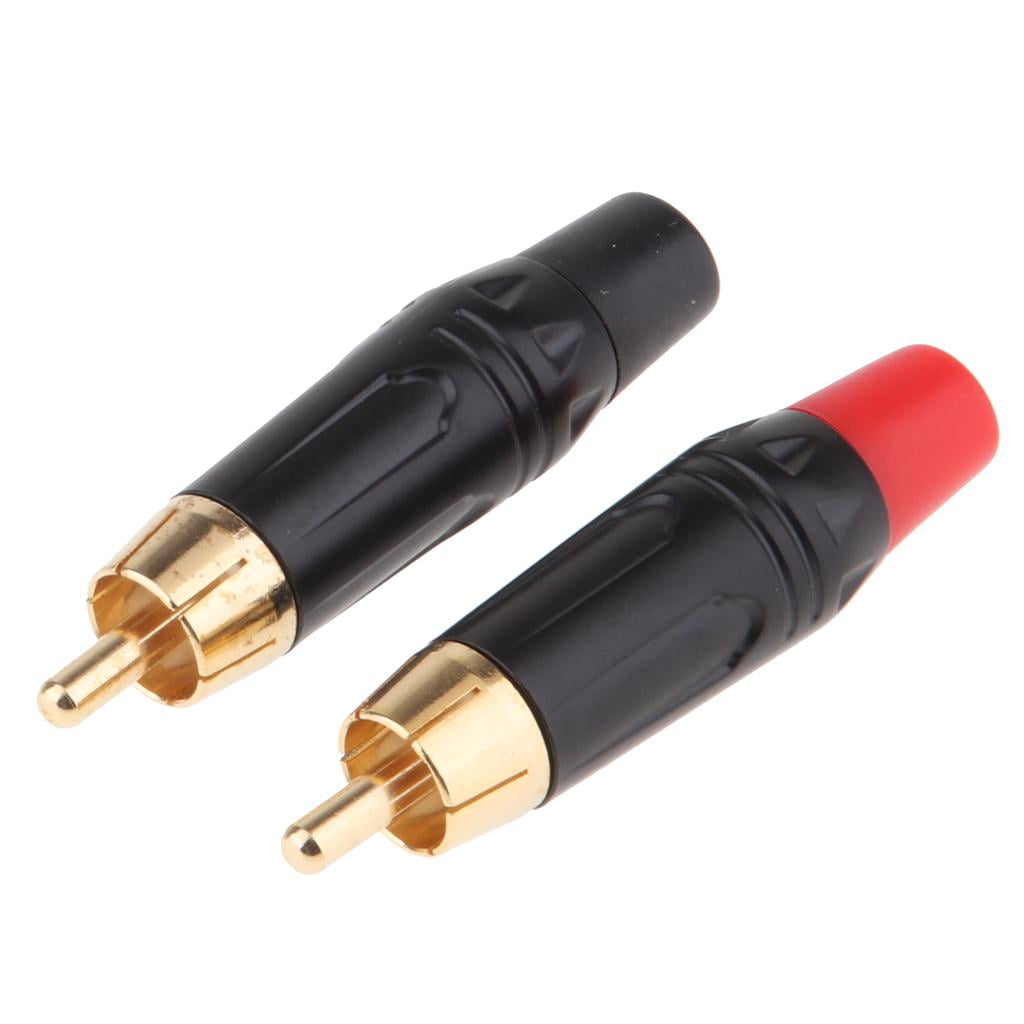2 Pieces RCA Male Audio Video Cable DIY Socket Plug Adapter Solder ...