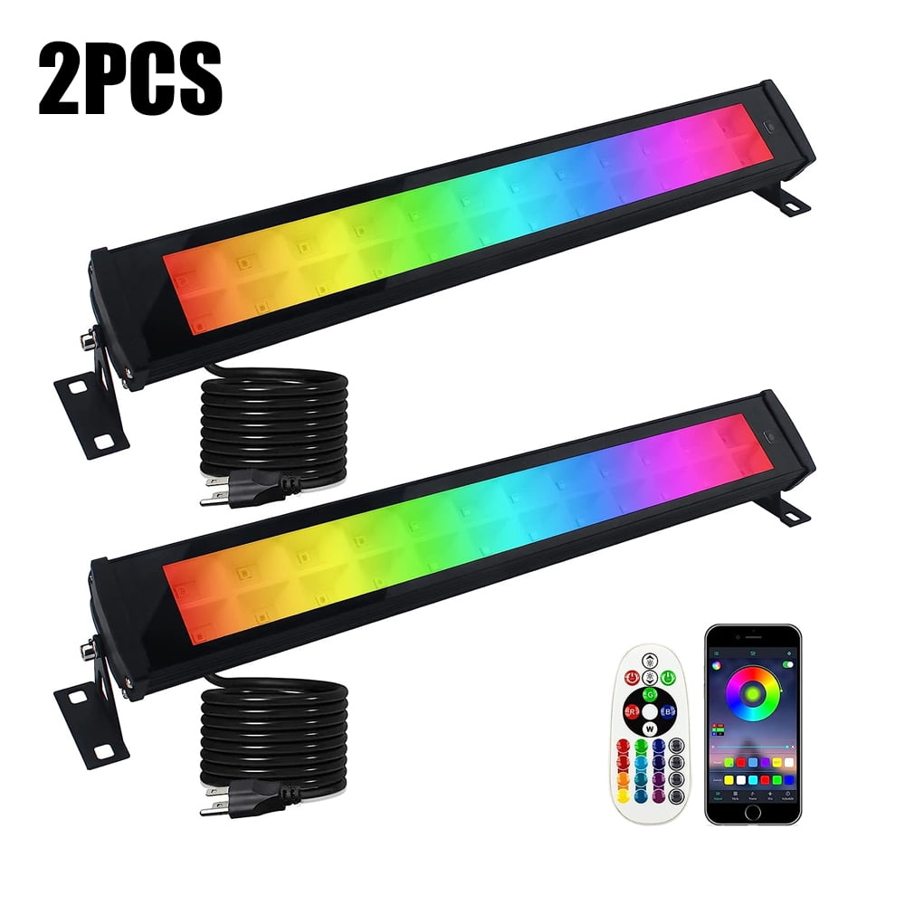 Ouside RGB Light Bar 50W, LED Wall Washer with Remote Control, IP66 ...