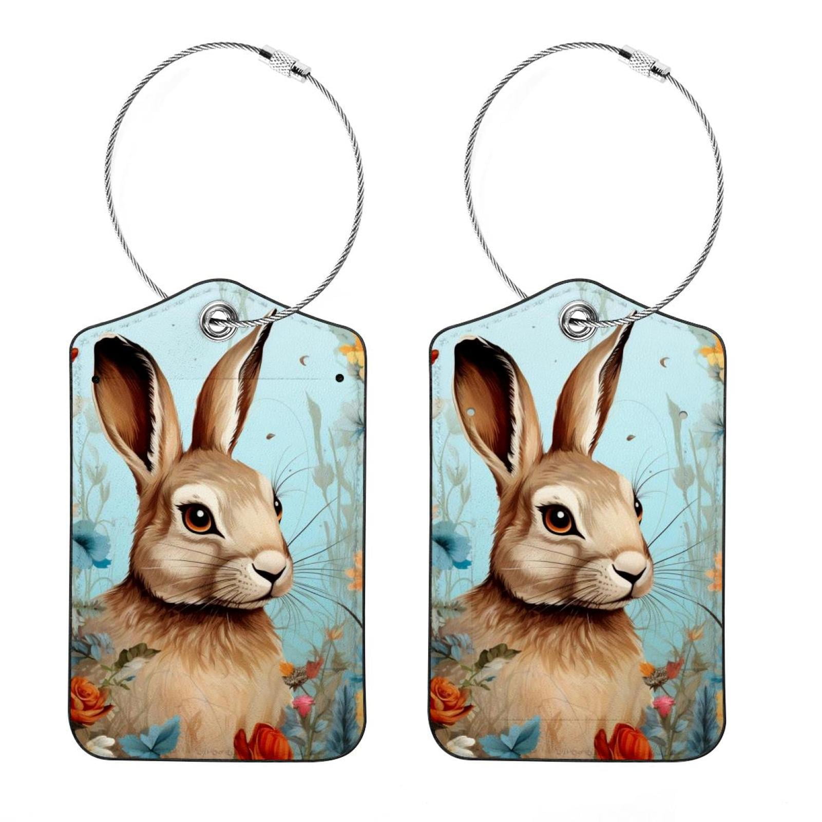 2 Pieces Rabbit Bunny Luggage Tags with Full Back Privacy Cover /Steel ...