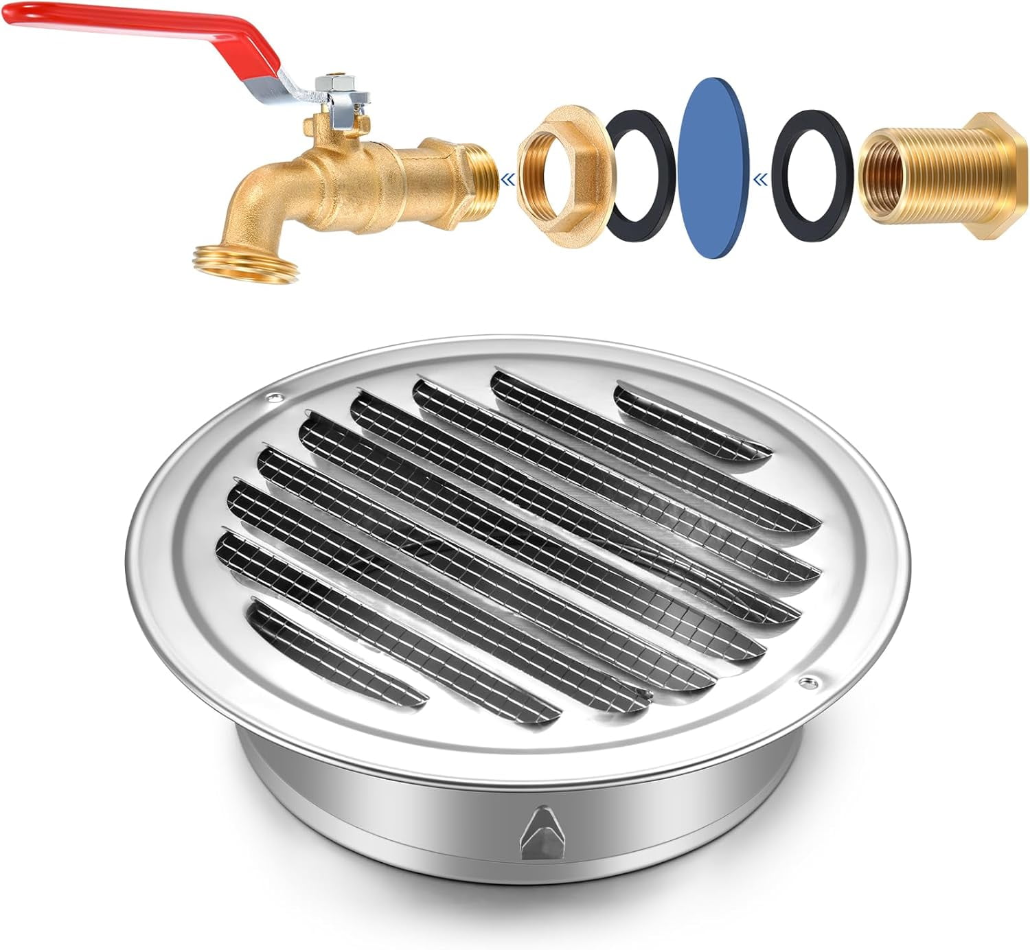 2 Pieces Rain Barrel Kit 6" Rain Barrel Screen Round Vent Screen Brass ...