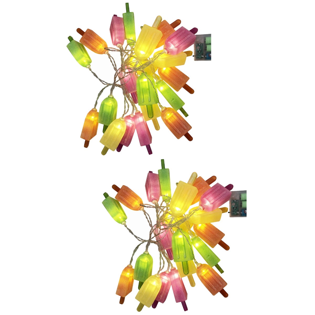 2 Pieces Rechargeable Ice Cream String Lights Battery Operated ...