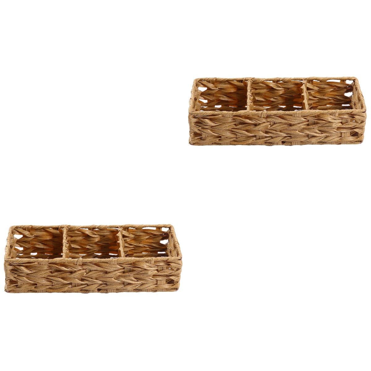 2 Pieces Rectangle Wicker Basket Straw Storage Weaving Desktop Office ...