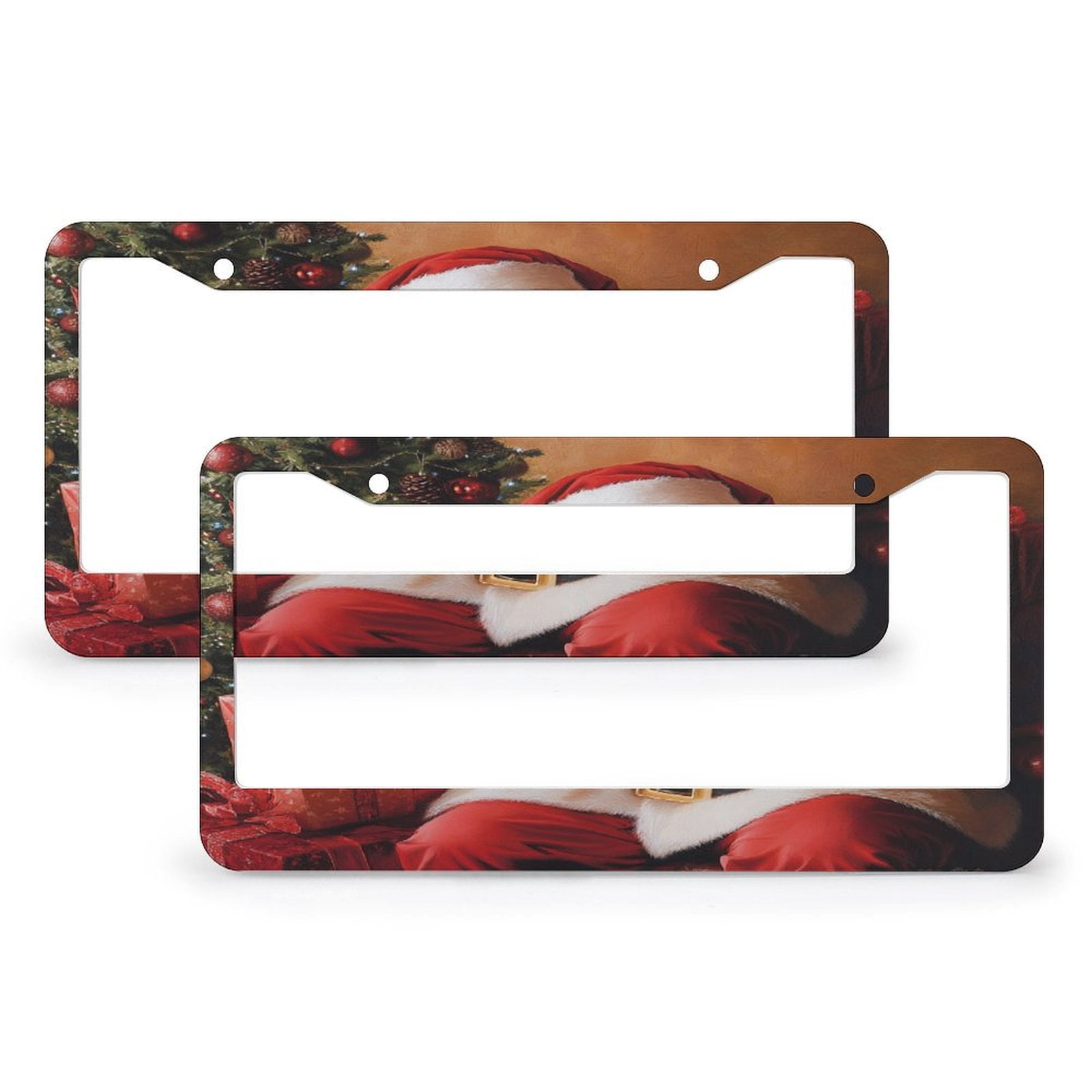 2 Pieces Red Christmas Santa Claus License Plate Frames Winter Holiday ...
