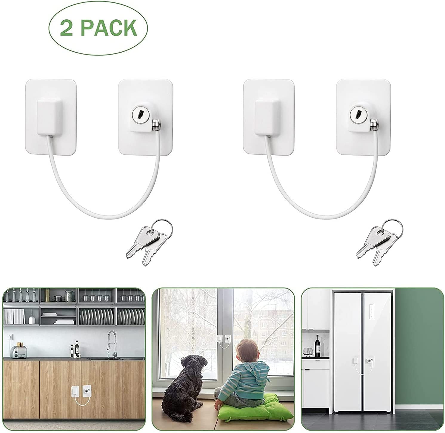 Aetomce Child Safety Refrigerator Lock with Strong Adhesive, 2 Piece ...