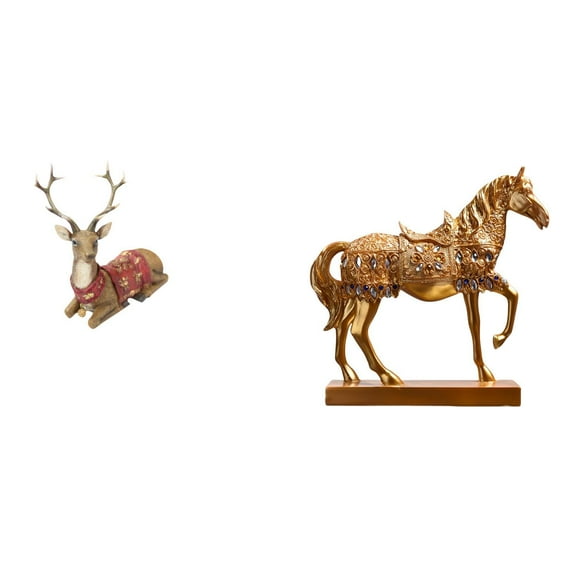 2 Pieces Reindeer Figurine Horse Statue Elk Resin Material Decorative ...
