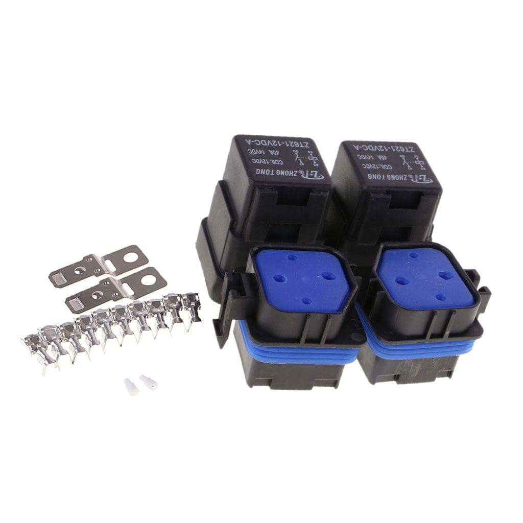 2 Pieces Relays + 2 Pieces Relay Holder Relays Wiring Harness Sockets ...