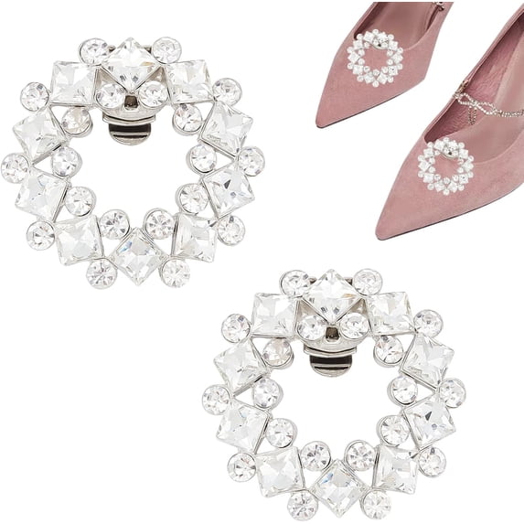 2 Pieces Removable Shoe Clips Fashion Rhinestone Shoe Buckle Shoe ...