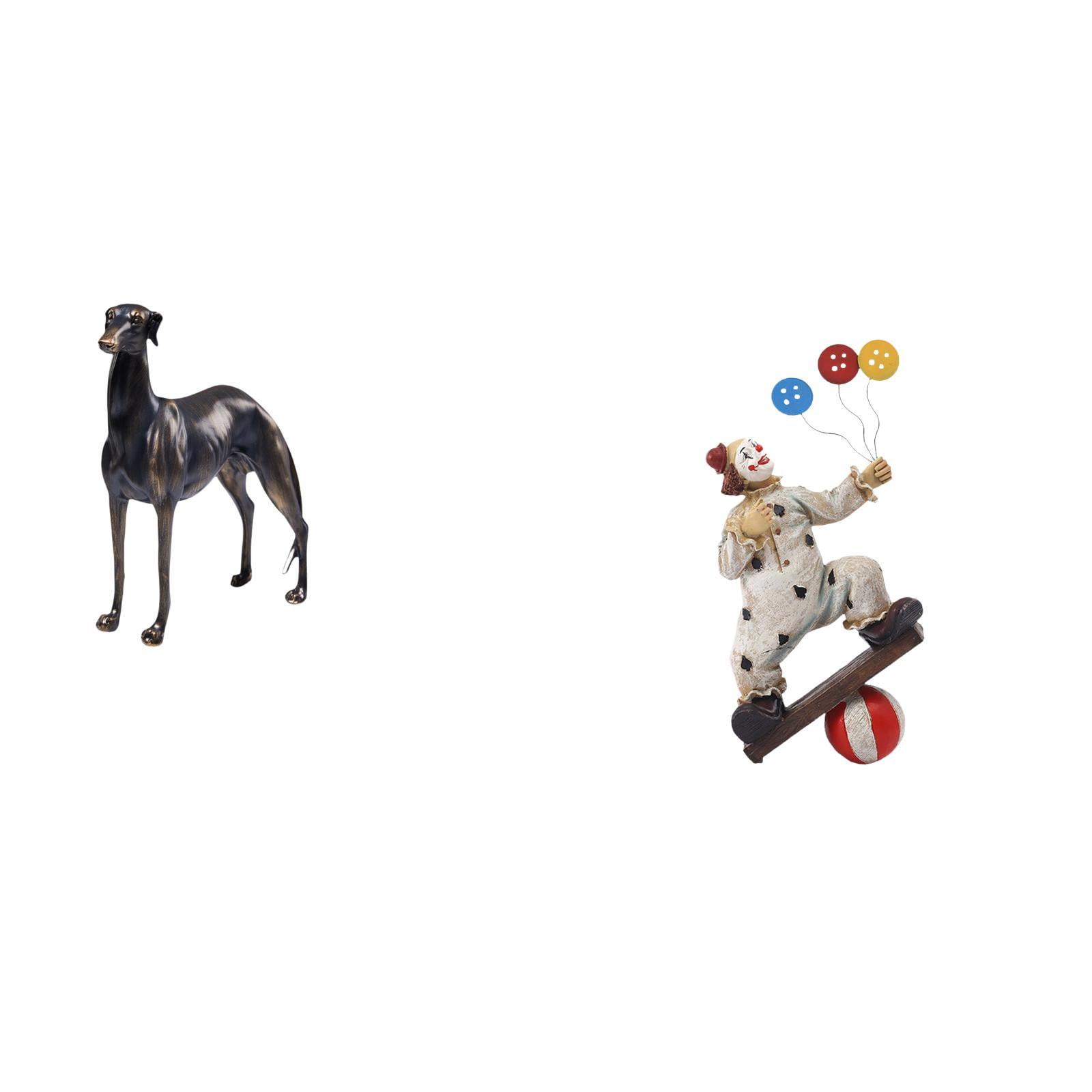 2 Pieces Resin Dog Statue Clown Figurine Collectible Sculpture Lifelike ...