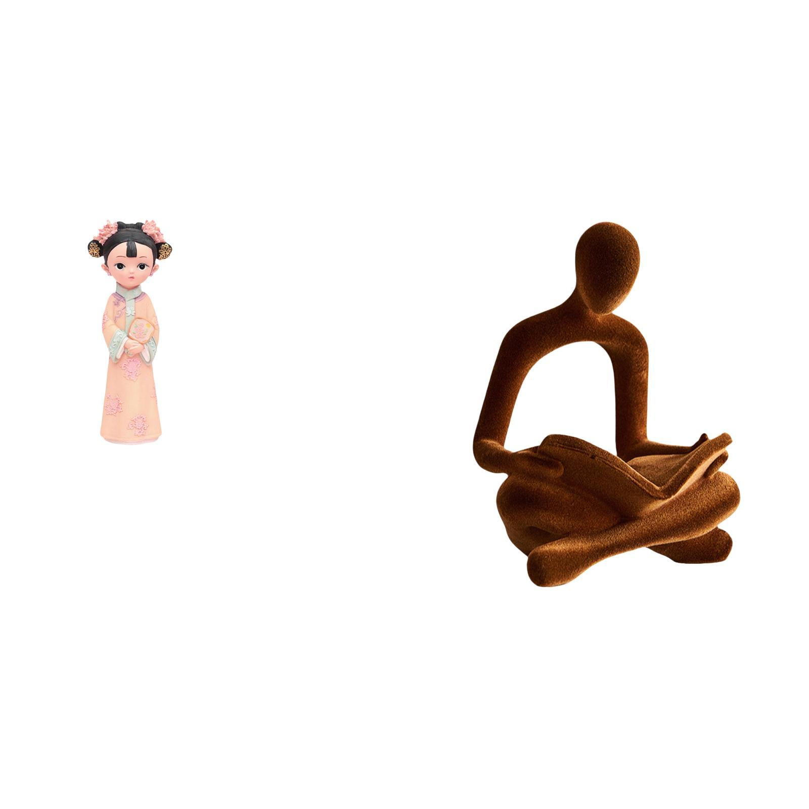 2 Pieces Resin Doll Statue Abstract Thinker Figurine Human Art Ornament ...