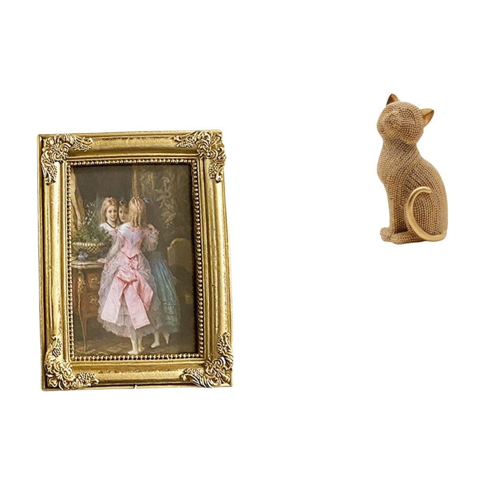2 Pieces Resin Photo Frame Cat Sculpture Card Stand Aureate Decorative ...