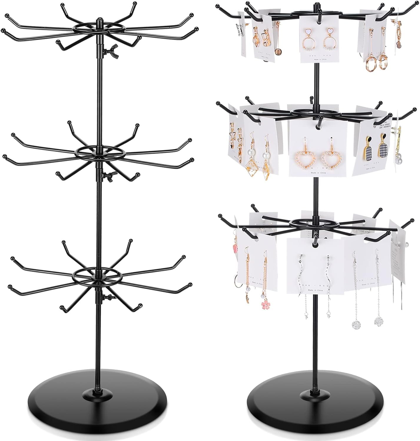 2 Pieces Retail Display Stands 3 Tiers Jewelry Spinner Display Racks ...