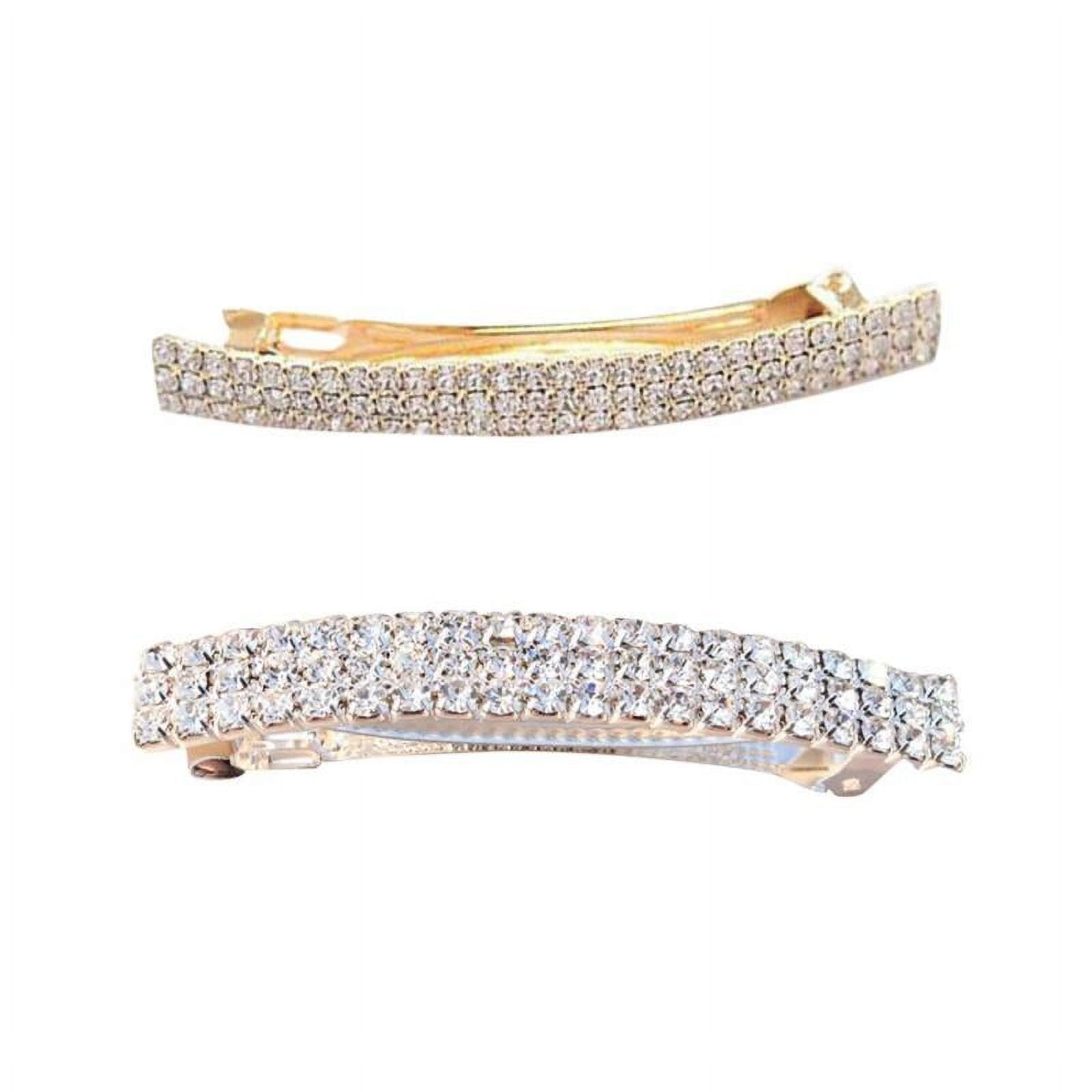 2 Pieces Rhinestone Rectangle French Barrette Hair Clips Automatic ...