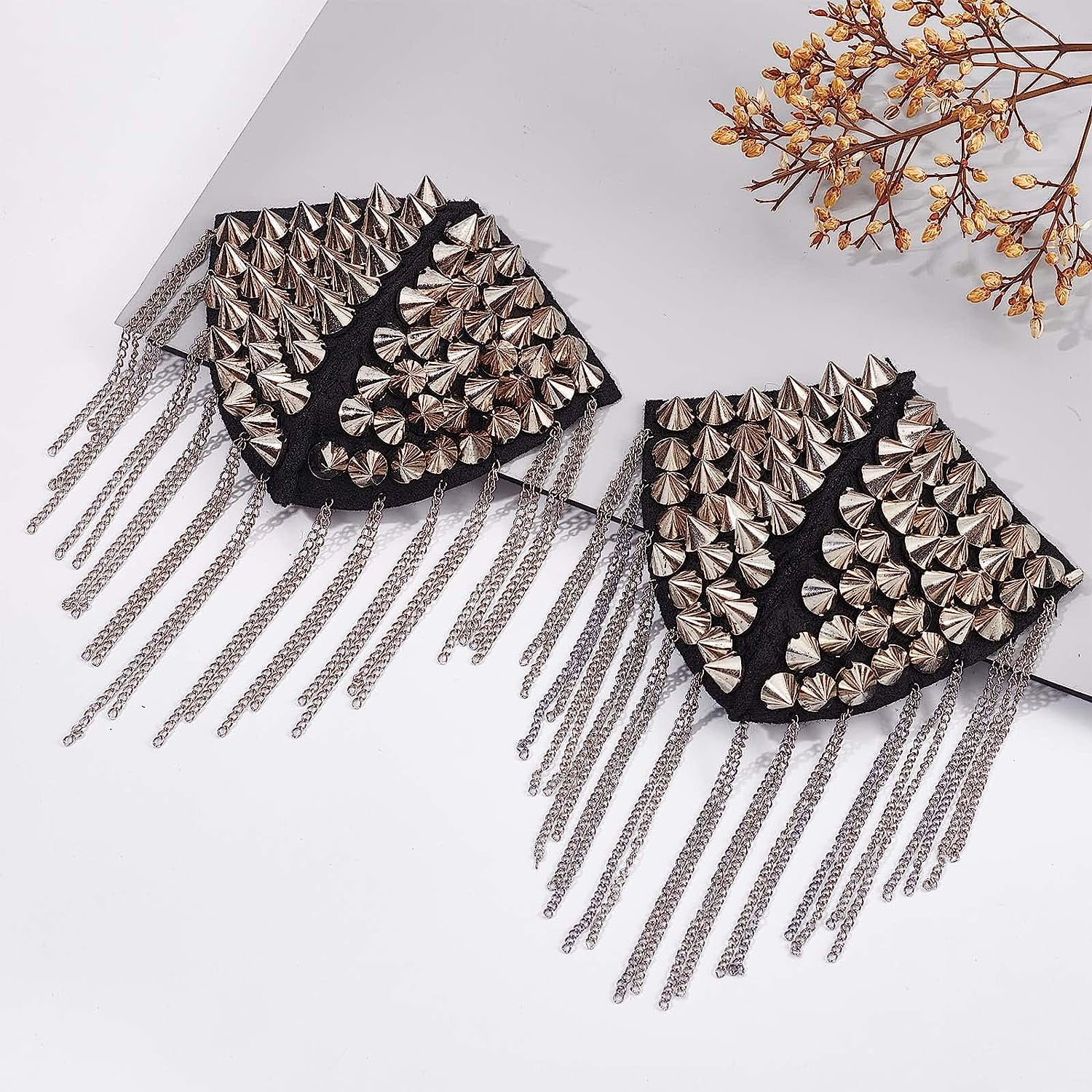 2 Pieces Rivet Shoulder Badge Platinum Tassel Epaulettes Plastic ...