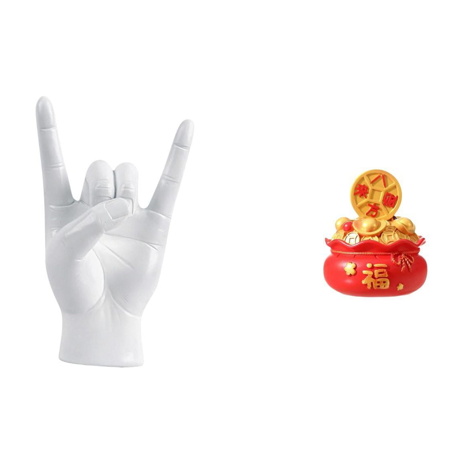 2 Pieces Rock Gesture Hand Figurine Tabletop Sculpture Cornucopia Resin ...