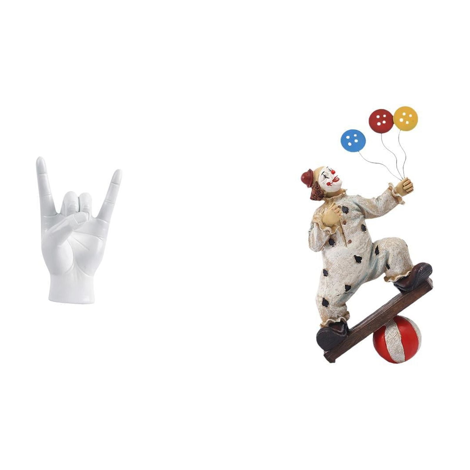 2 Pieces Rock Gesture Statue Clown Figurine Hand Sculpture Resin ...