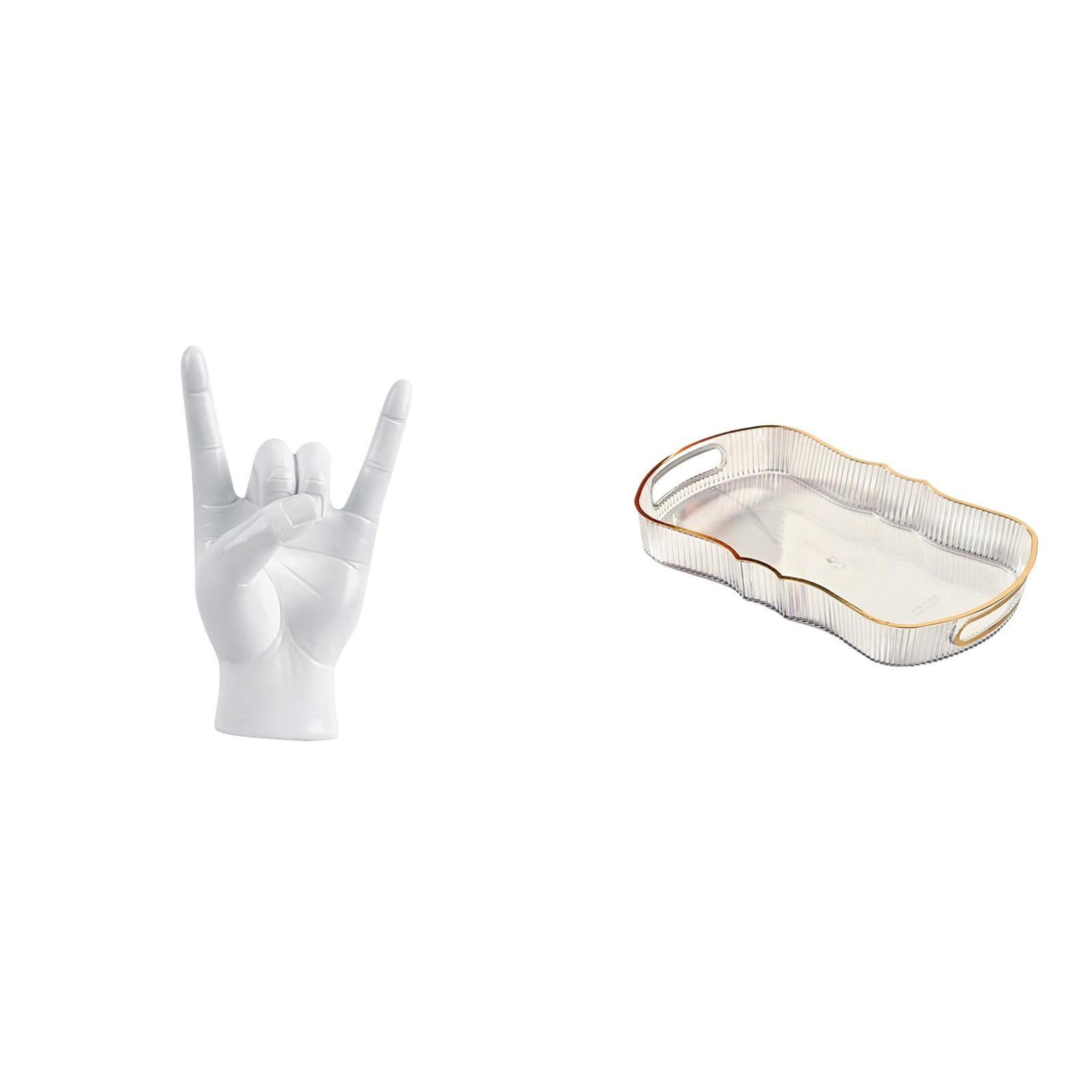 2 Pieces Rock Gesture Statue Decorative Serving Tray Multifunction ...