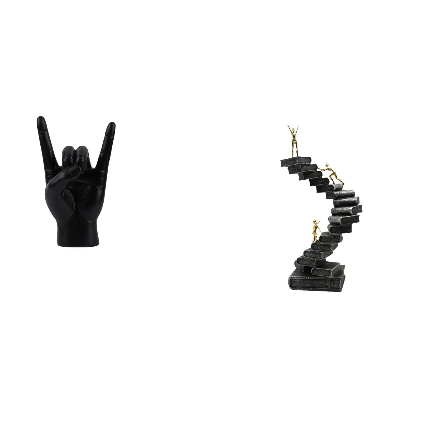 2 Pieces Rock Music Gesture Hand Finger Figurines Ladder Statue Book ...
