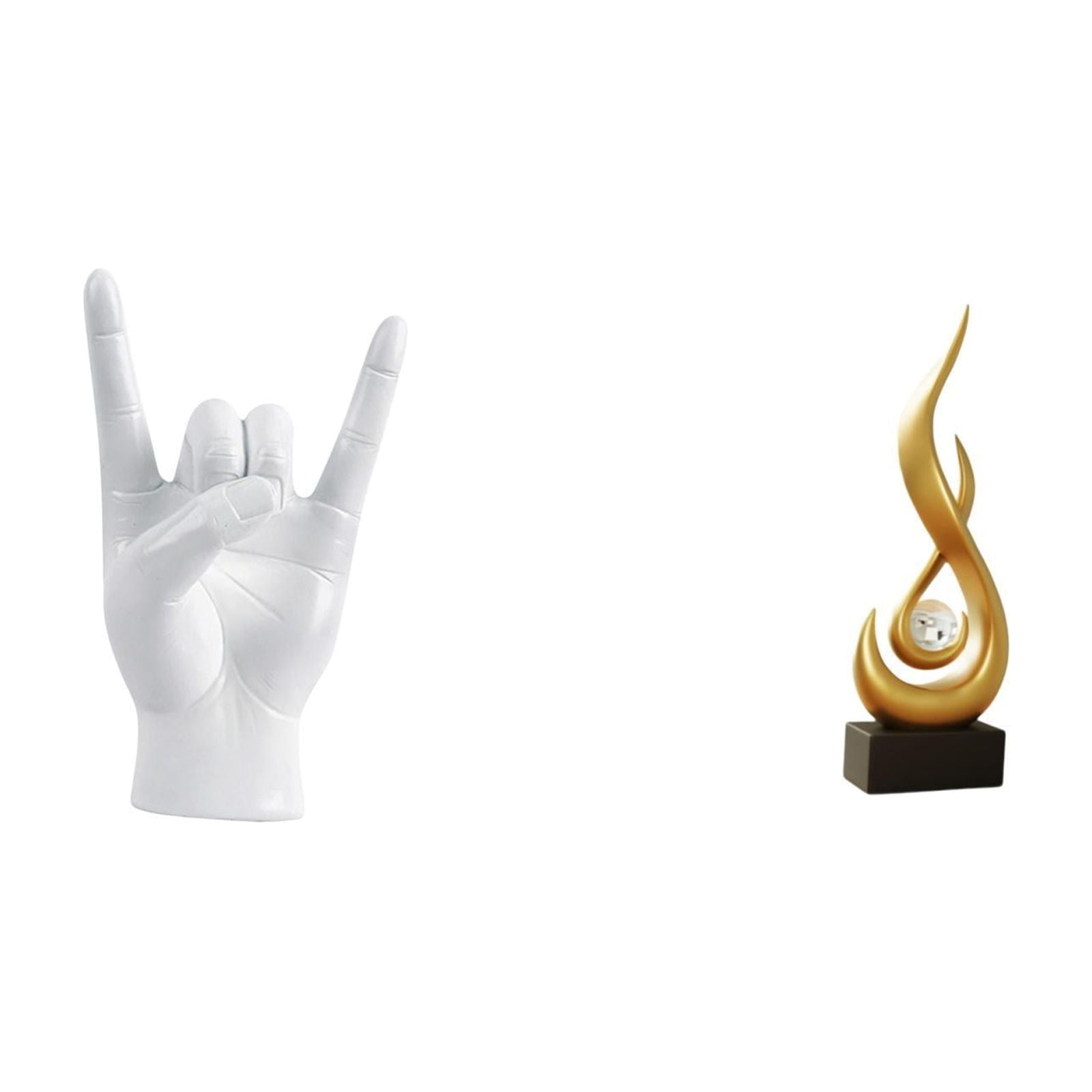 2 Pieces Rock Music Gesture Hand Finger Statues Abstract Fire Sculpture ...