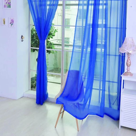 2 Pieces Rod Pocket Sheer Curtains Light Blocking for Bedroom and Patio ...