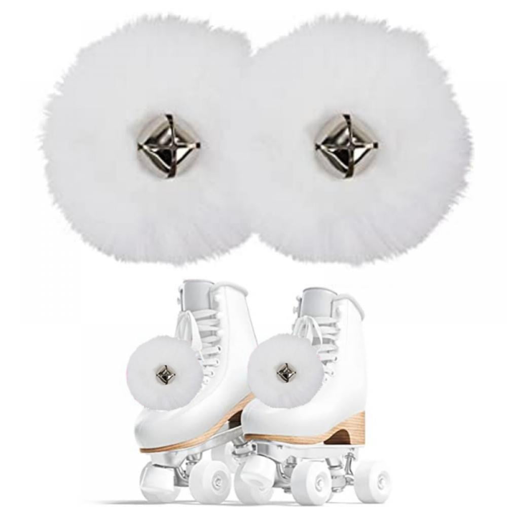 2 Pieces Roller Skate Pom Poms with Jingle Bells- 3.1" Fluffy Tie-on ...