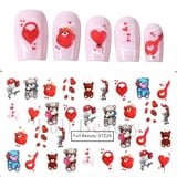 2 Pieces Romantic Red Heart Circle Nail Art Stickers - Perfect for ...
