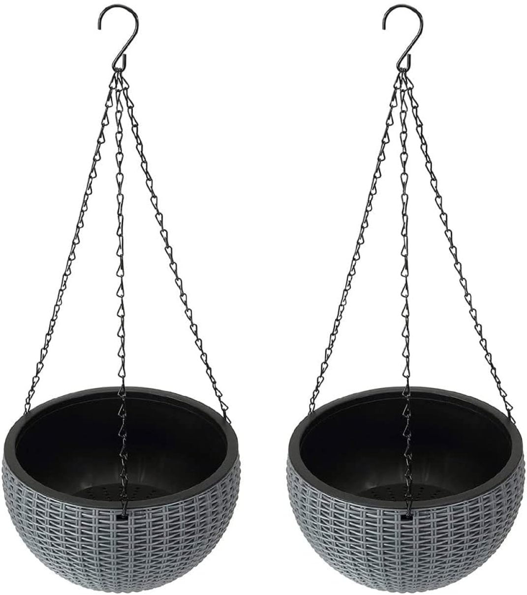2 Pieces Round Hanging Planters Self Watering Hanging Basket,with ...