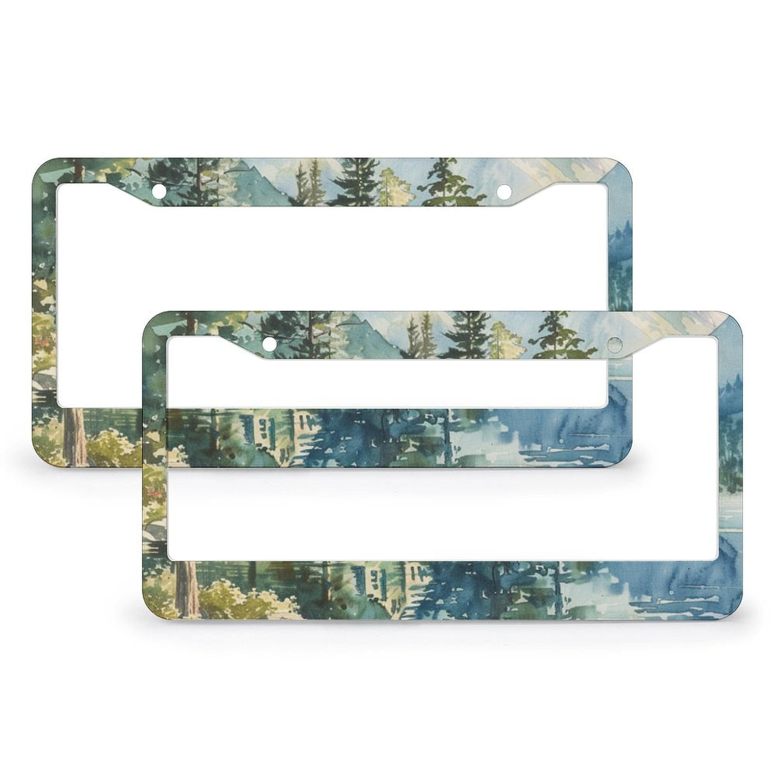 2 Pieces Rustic Lake House Themed License Plate Frame Nature Landscape ...