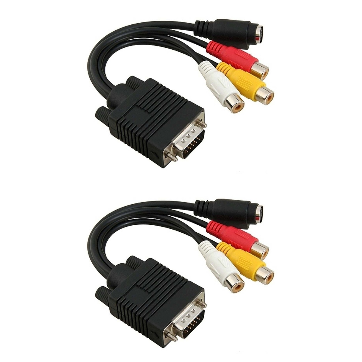 2 Pieces SVGA to S-Video Adapter to 3 Connector SVGA to 3 RCA Adapter ...