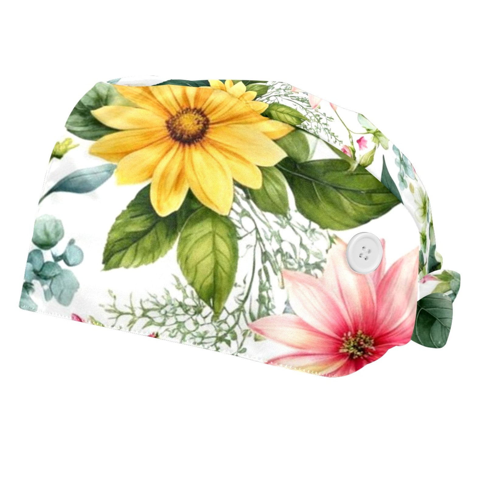 2 Pieces，Scrub caps women,flower leaves，Dental scrub caps,Surgeon caps ...