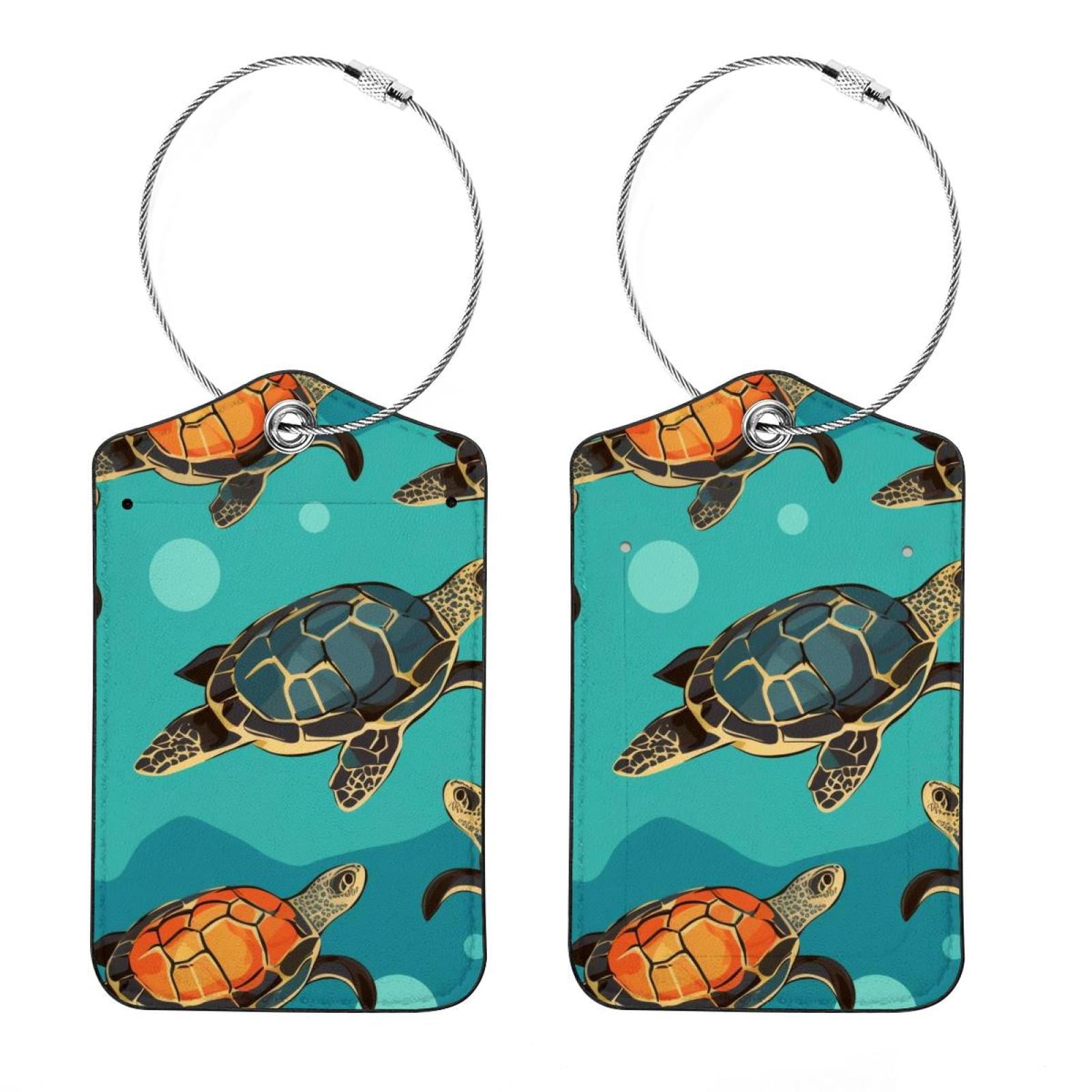 2 Pieces Sea Turtle Luggage Tags with Full Back Privacy Cover /Steel ...